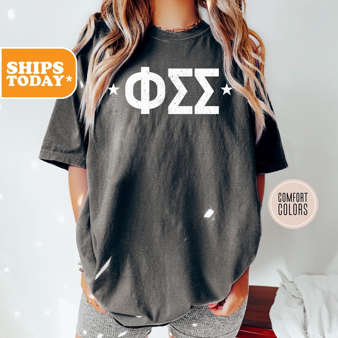 Phi Sigma Sigma Stars and Letters Comfort Colors Sorority T-shirt | Phi ...