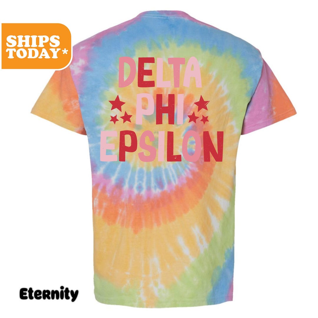 Delta Phi Epsilon Red Stars Tie Dye Sorority T-shirt - DPHIE Greek ...