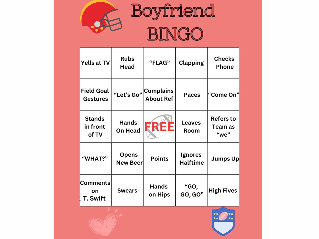 Boyfriend Bingo Football Edition - Etsy