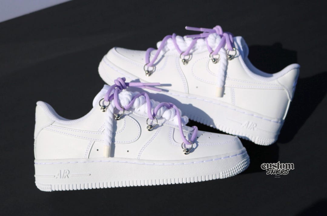 Custom Lilac AF1, Custom Af1 , Rope Laces With Overlapping Laces ...