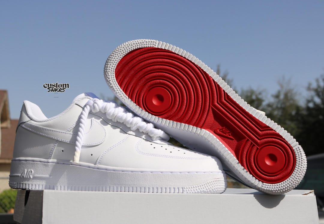 Custom Rope Laces AF1, Red Bottoms AF1, Rope Laces With Red Bottoms ...