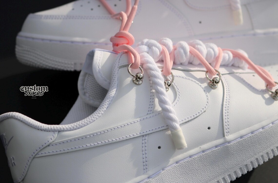 Custom Pink Lace AF1, Rope Laces Af1 , Rope Laces With Overlapping ...