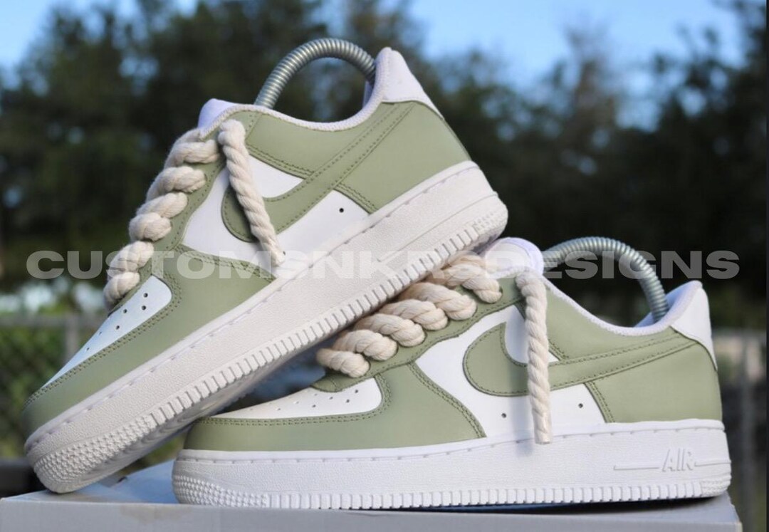 Sage Green Rope Laced Af1 Sage Green Af1 Rope Laces Free US Shipping ...