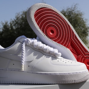 Custom Rope Laces AF1, Red Bottoms AF1, Rope Laces With Red Bottoms ...