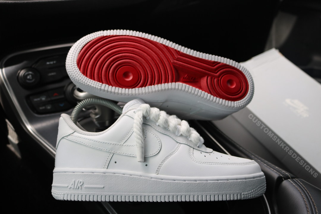 Custom Rope Laces AF1, Red Bottoms AF1, Rope Laces With Red Bottoms ...