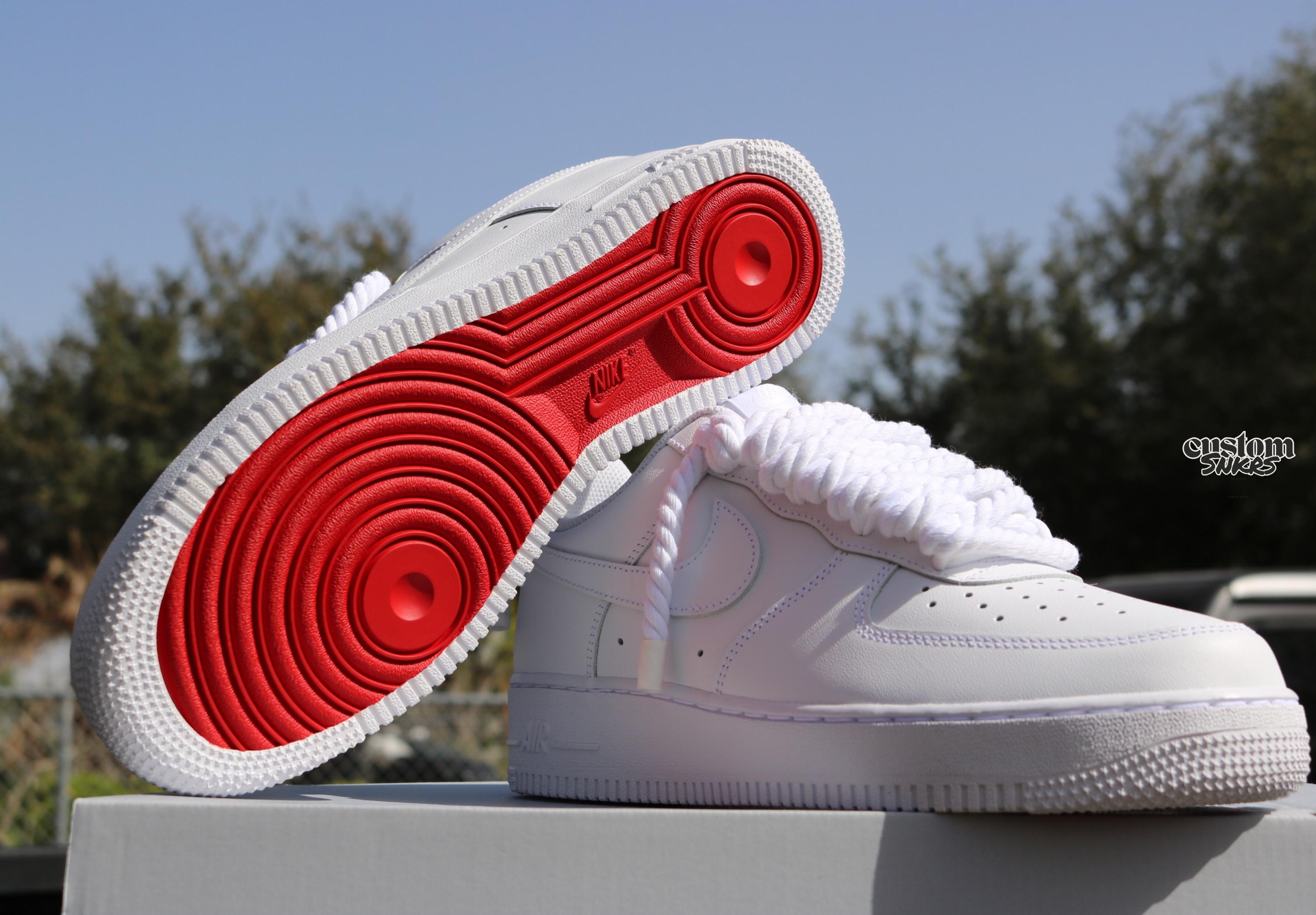 Custom Rope Laces AF1, Red Bottoms AF1, Rope Laces With Red Bottoms ...