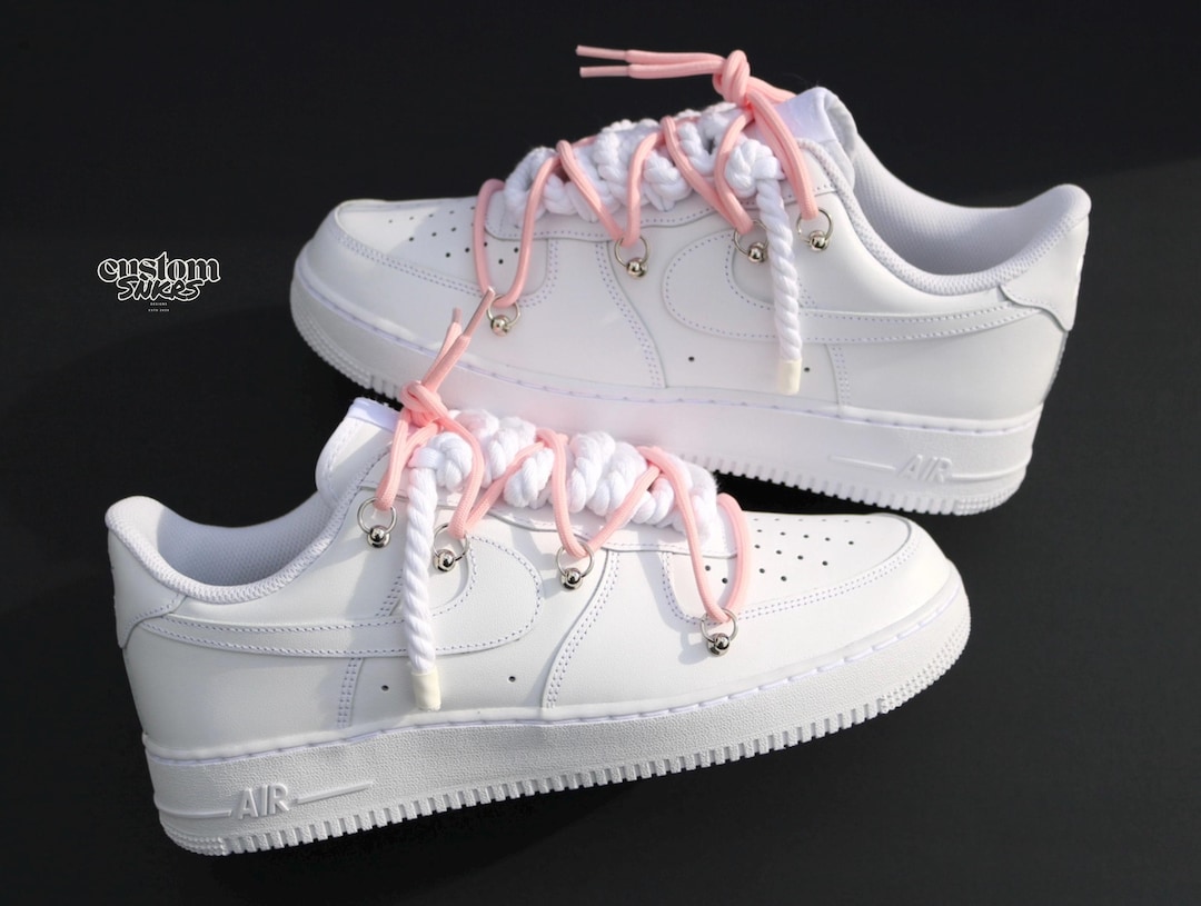 Custom Pink Lace AF1, Rope Laces Af1 , Rope Laces With Overlapping ...