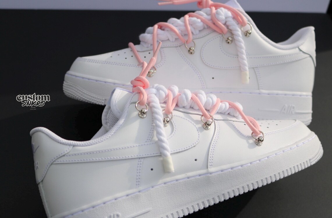 Custom Pink Lace AF1, Rope Laces Af1 , Rope Laces With Overlapping ...