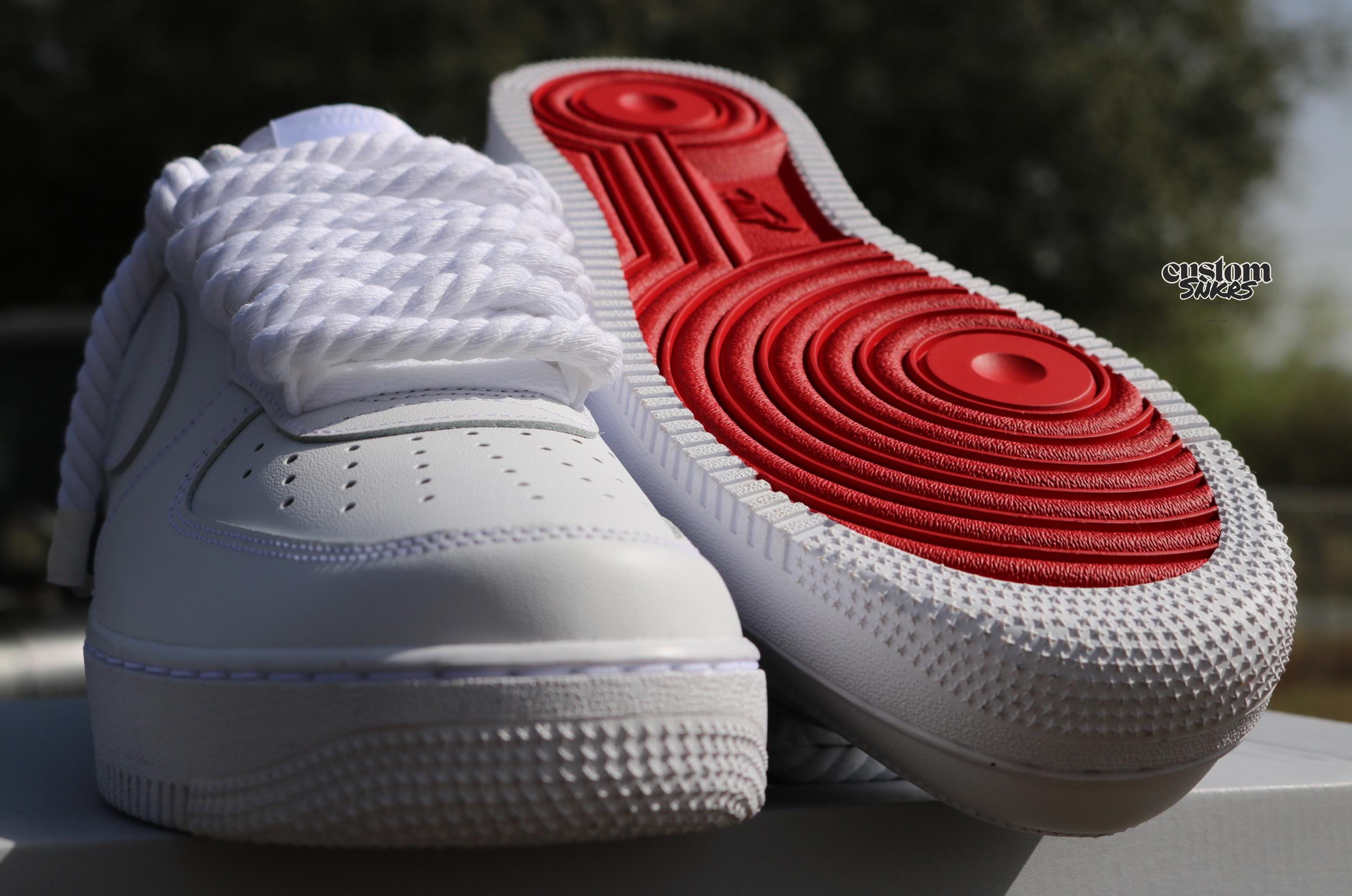 Custom Rope Laces AF1, Red Bottoms AF1, Rope Laces With Red Bottoms ...
