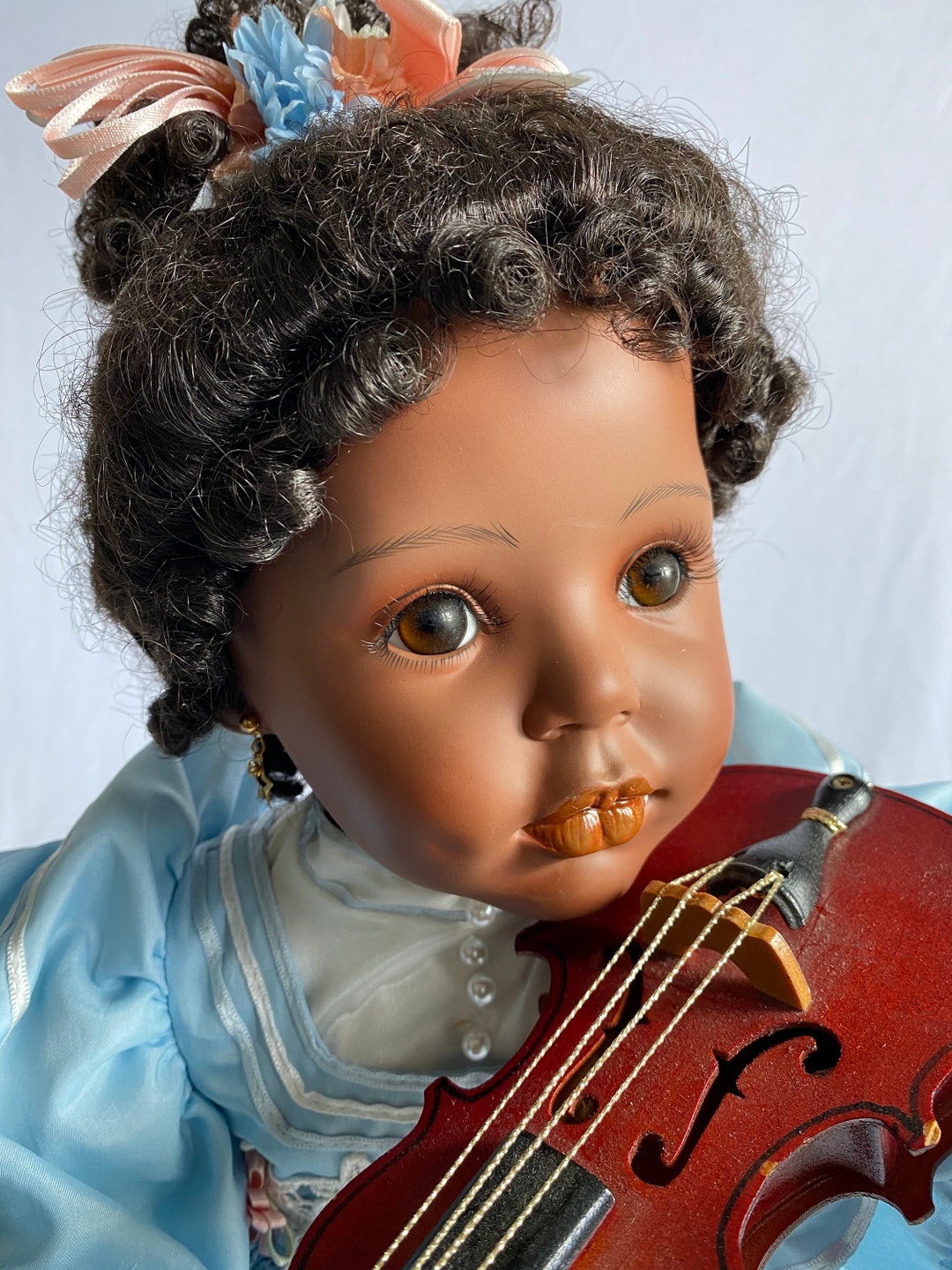 89 Charl Donna Rupert Black African American Girl Porcelain Doll With Violin 24 - Etsy