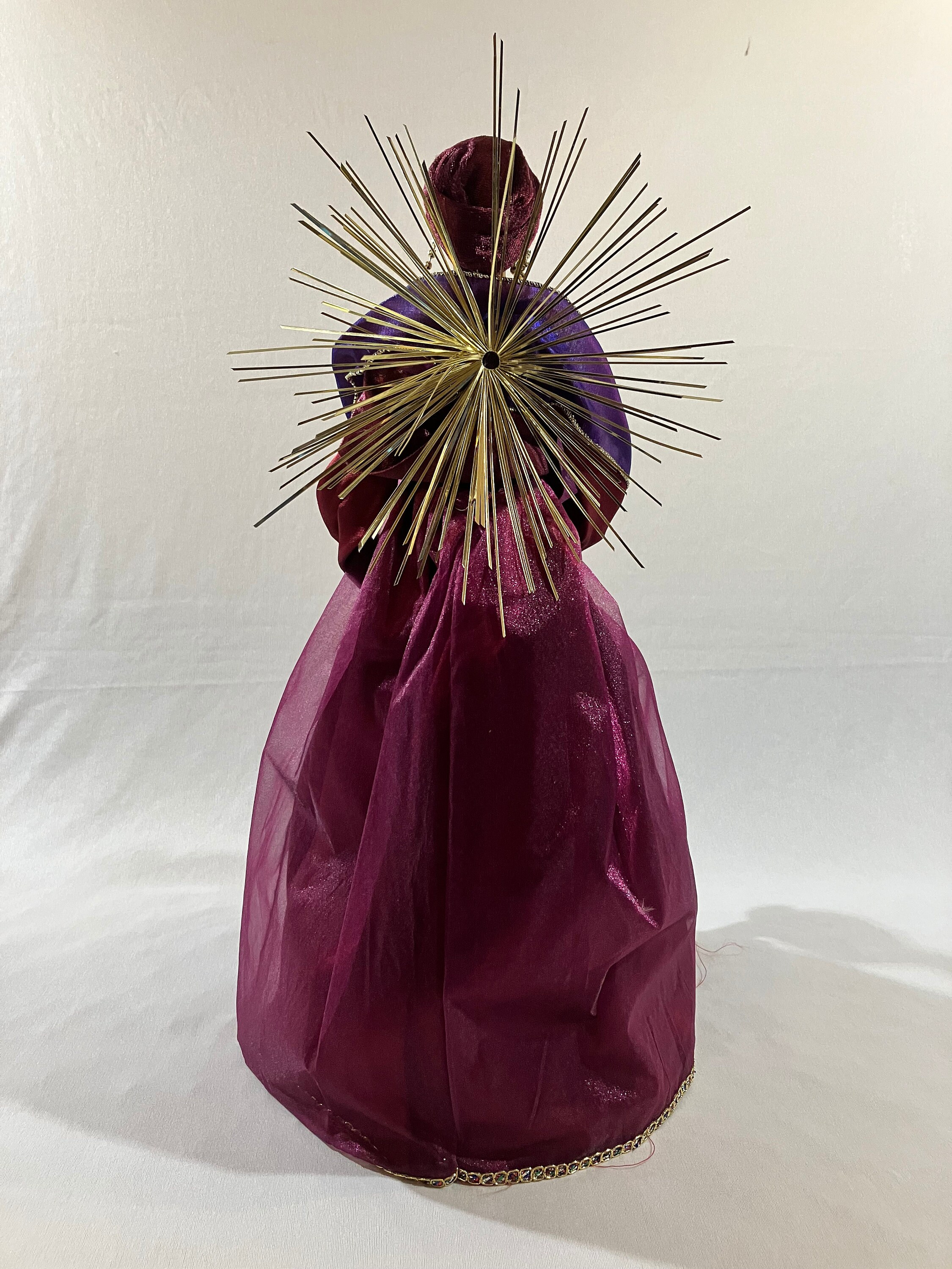 211 - Maroon/gold Black African American Christmas Tree Topper Angel 17 ...