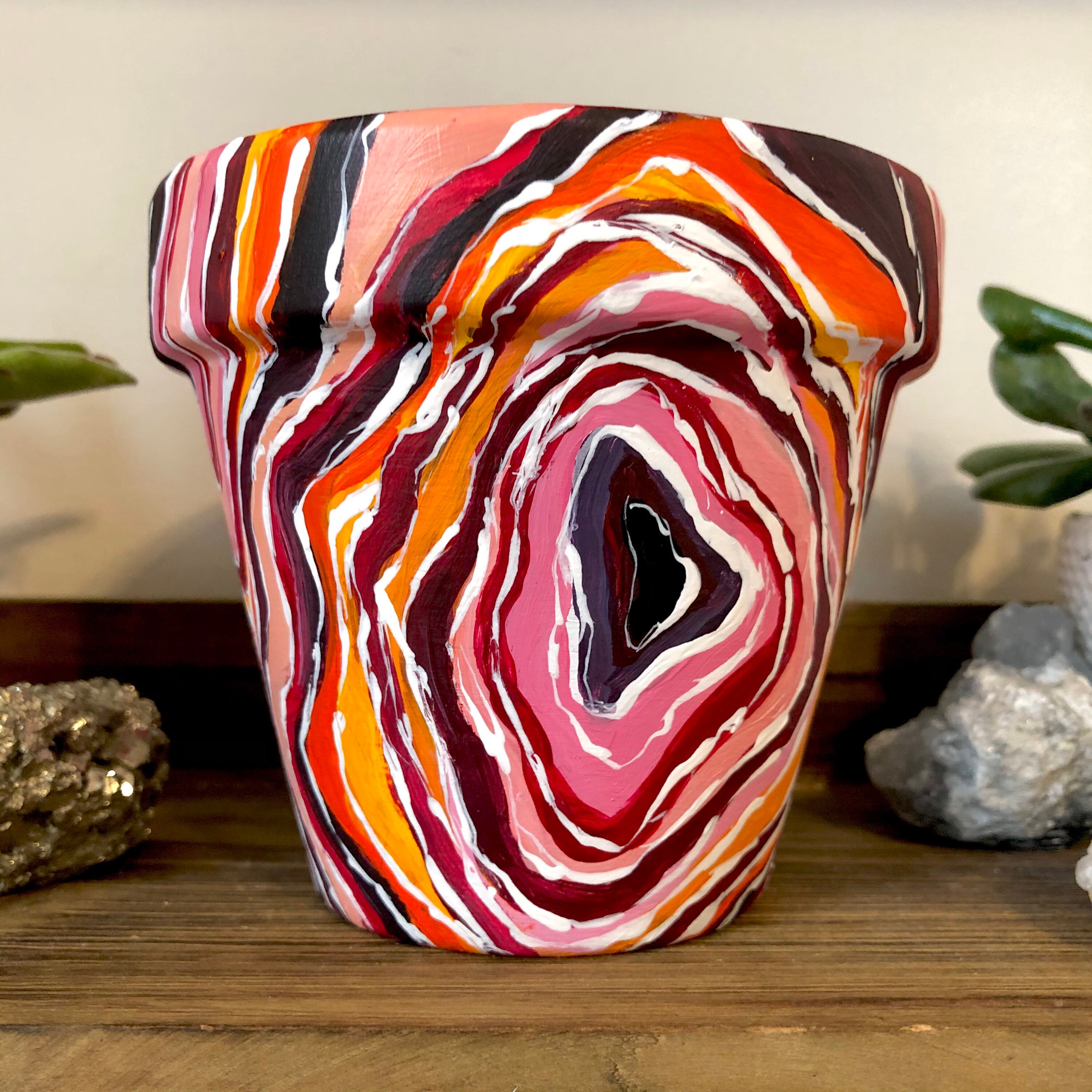 Geode Handpainted Terracotta Pot - Etsy