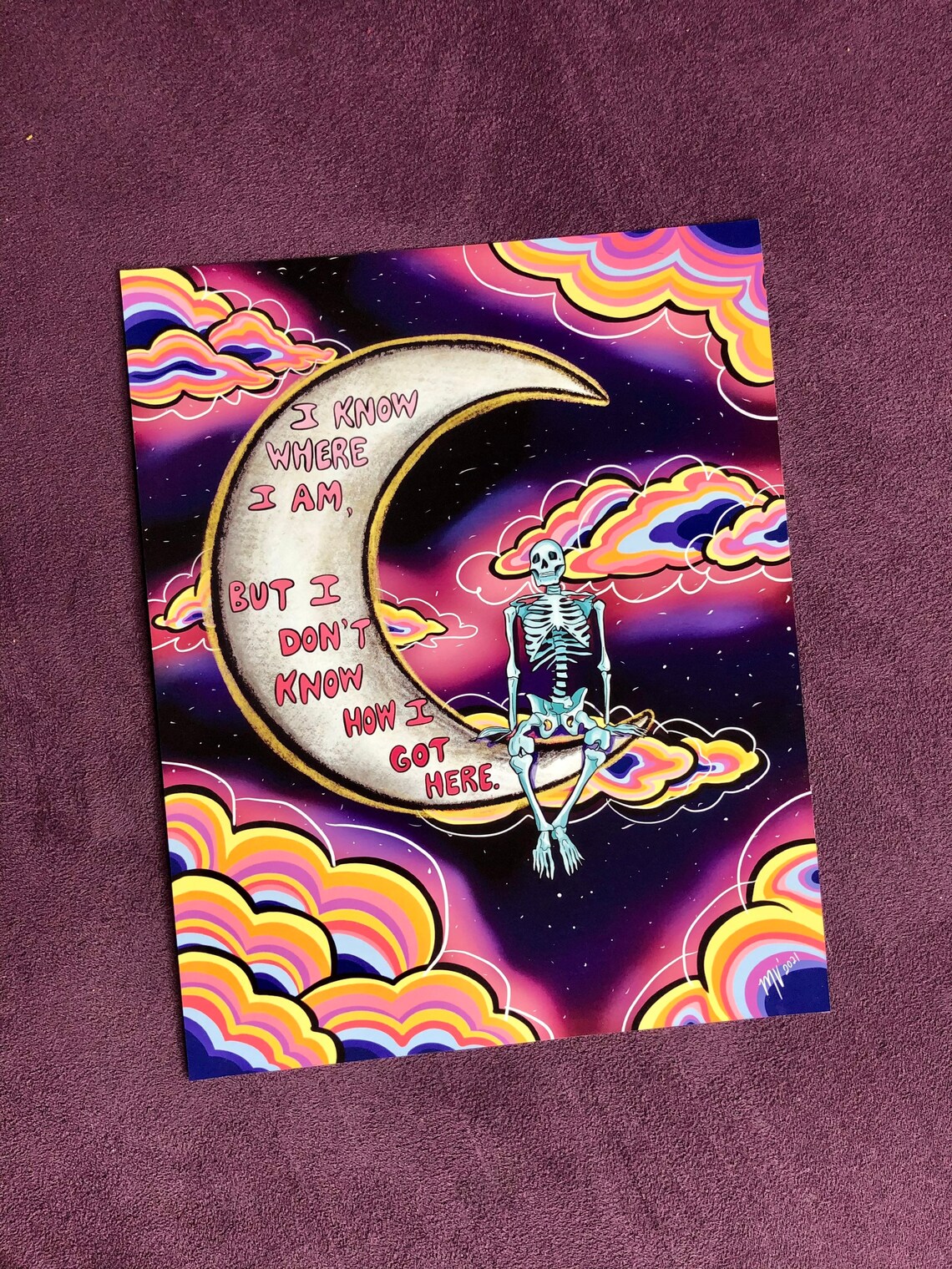 Skeleton Moon Art Print Sé dónde estoy pero no sé cómo - Etsy España