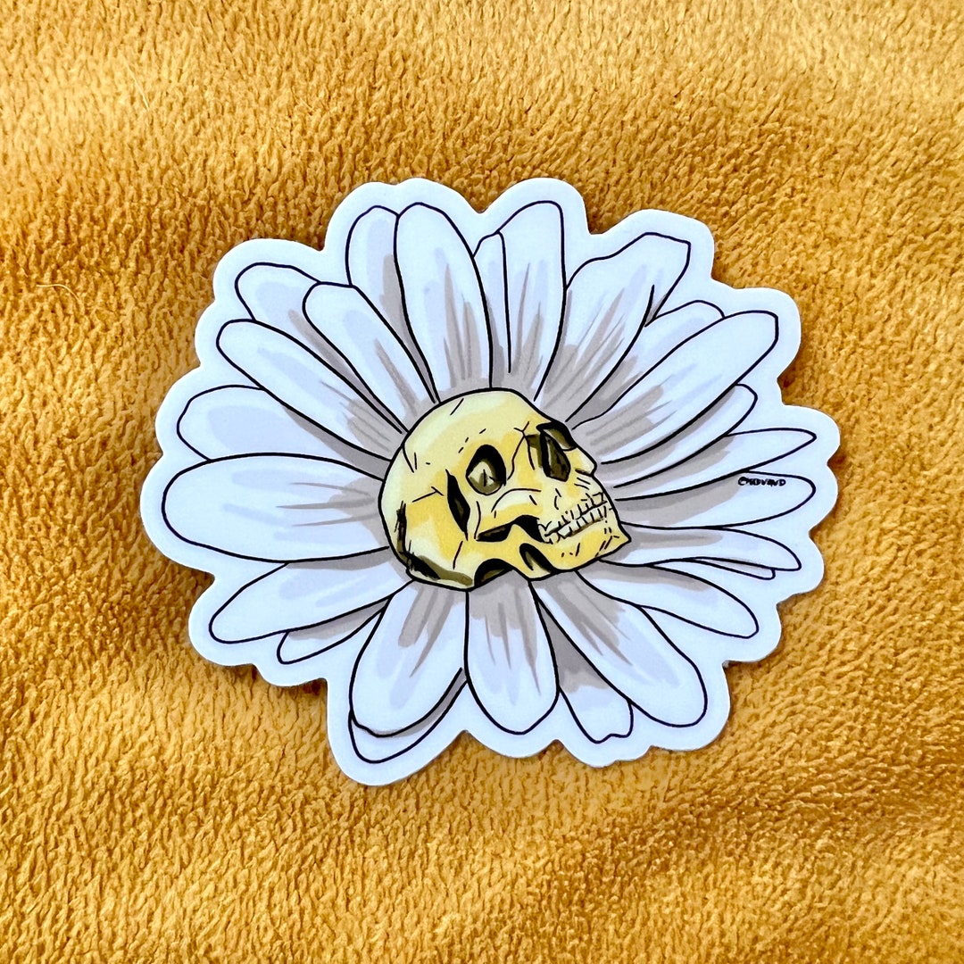 Daisy Skull Sticker - Etsy