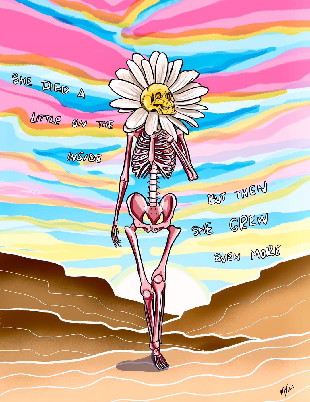 Funky Inspirational Skeleton Print - Etsy