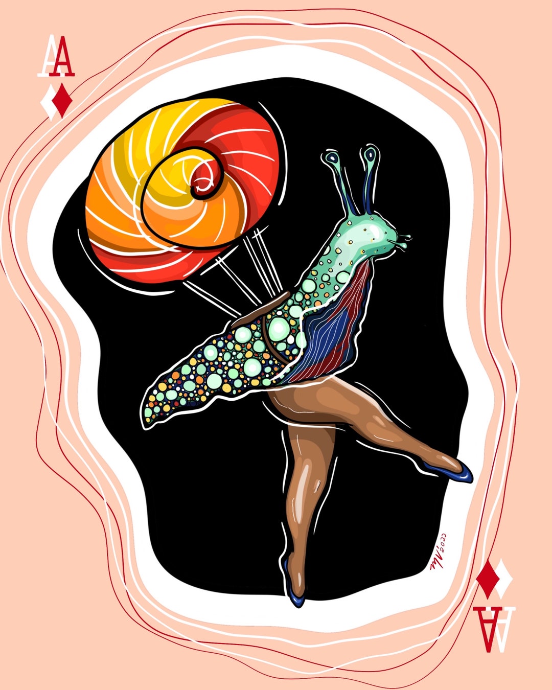 King of Diamonds Dancing Snail Pin-up Print - Etsy