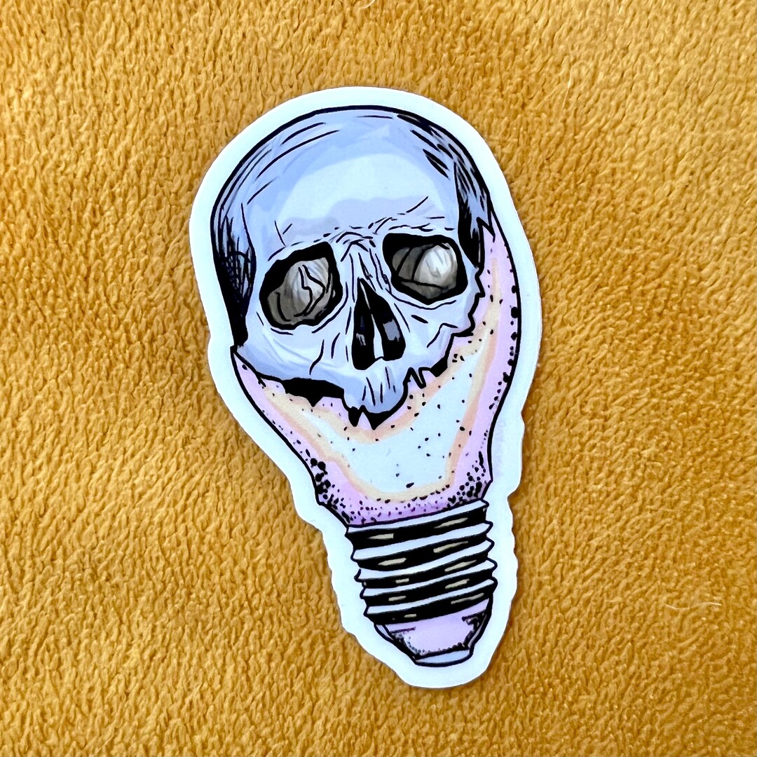 Skull Lightbulb Sticker - Etsy