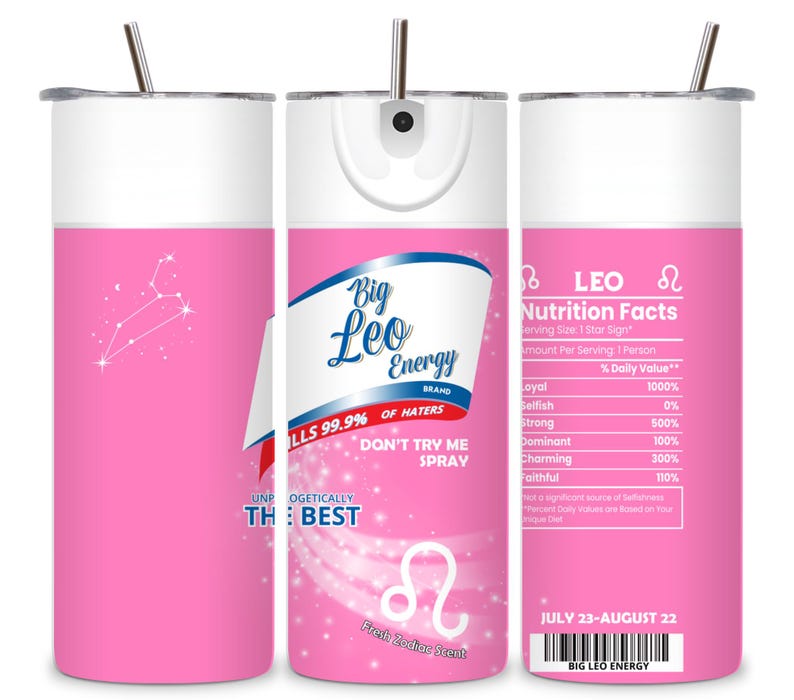 Light Pink Big Leo Energy Tumbler Wrap, 20oz Tumbler - Etsy