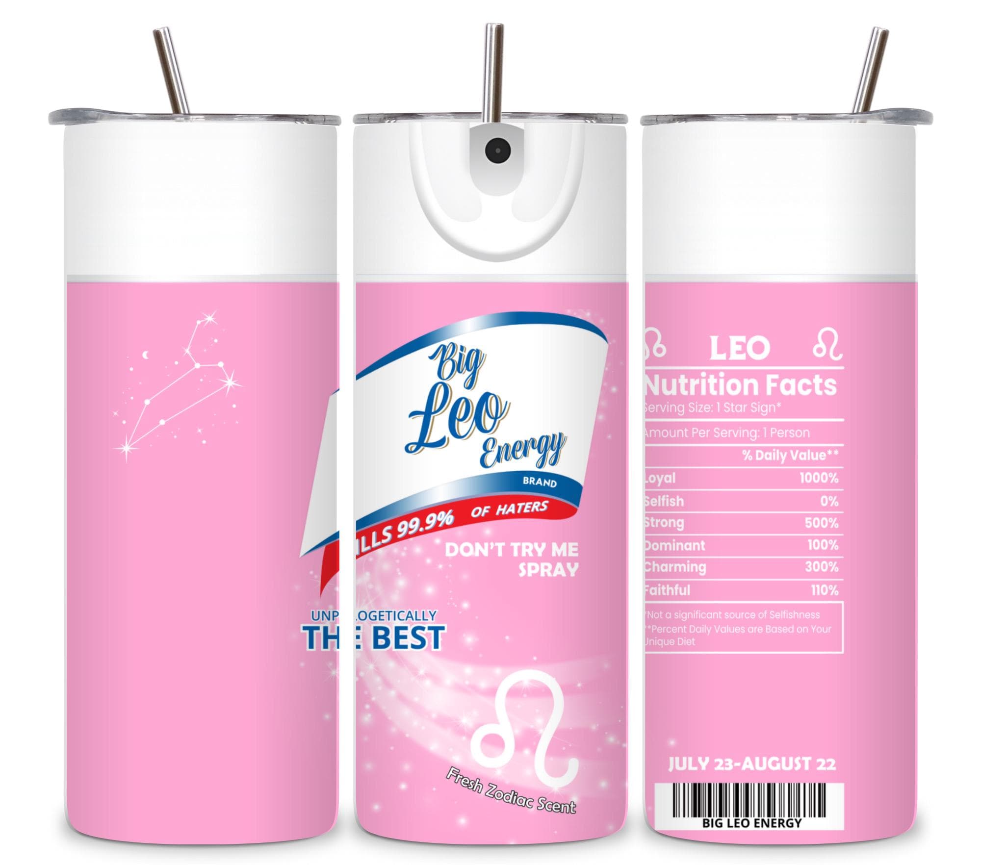 Light Pink Big Leo Energy Tumbler Wrap, 20oz Tumbler - Etsy