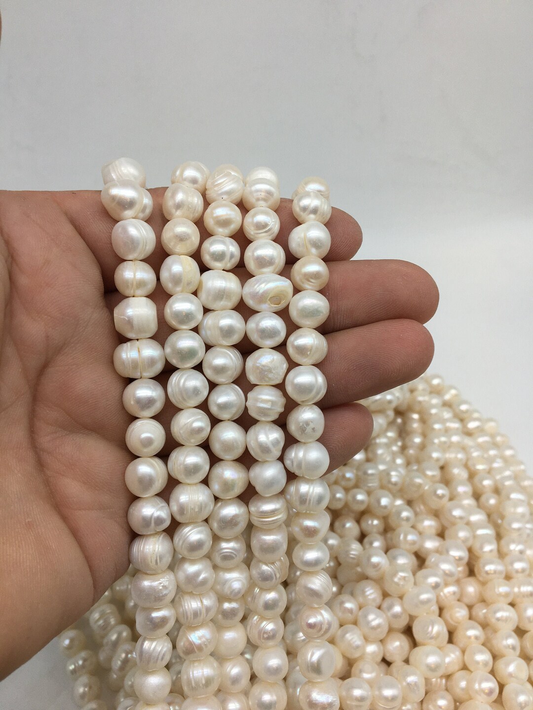 10-11mm AA Freshwater White Potato Pearls, Natural Freshwater Pearl ...
