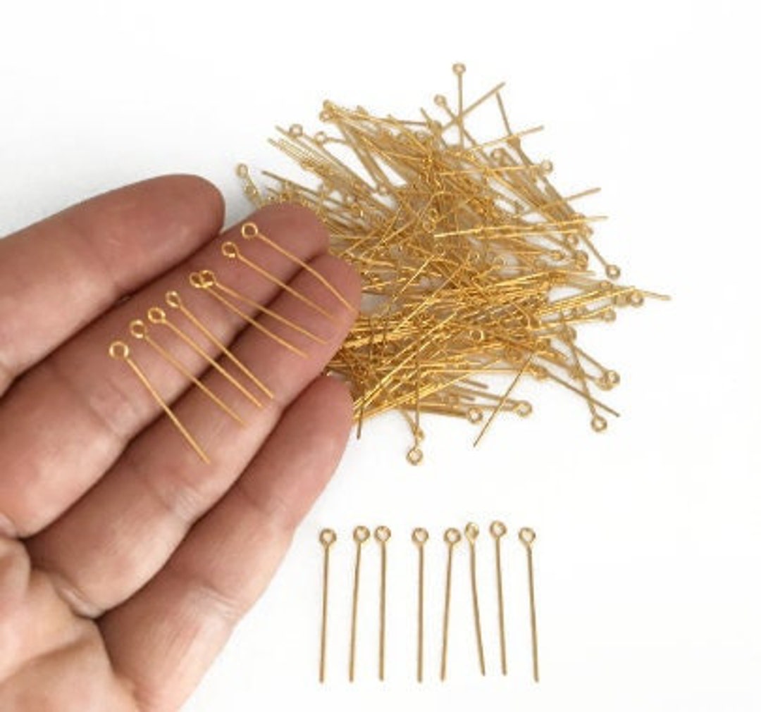 24K Gold Plated Eye Pins: 25mm Brass Jewelry Findings - Etsy