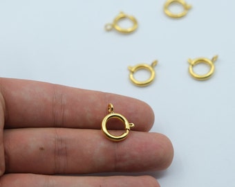 19mm 24k Shiny Gold Plated Spring Clasps, Round Gold Clasps, High ...