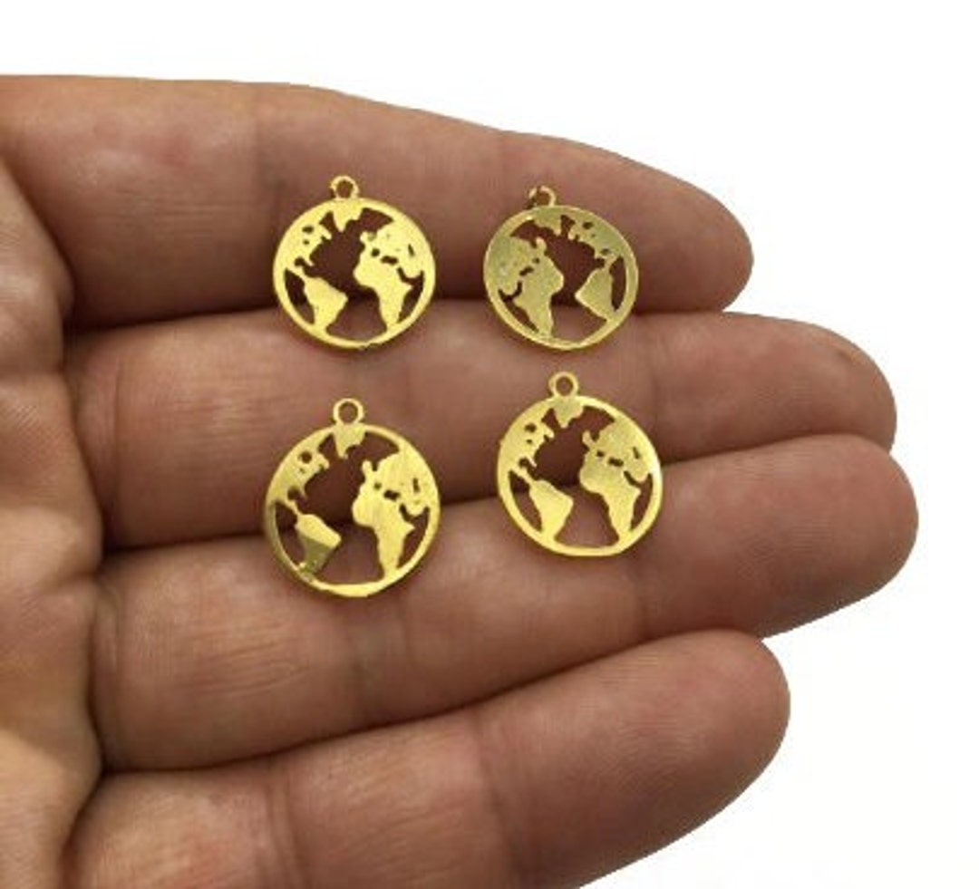 15x16mm 24 K Shiny Gold Plated World Map Charms Gold World - Etsy