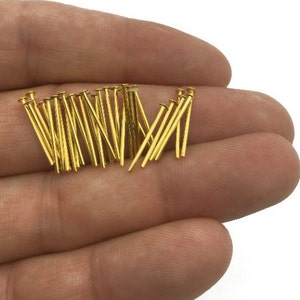 50 Pcs, 15mm Gold Plated Flat Head Pins, High Quality, Brass Eye Pins ...
