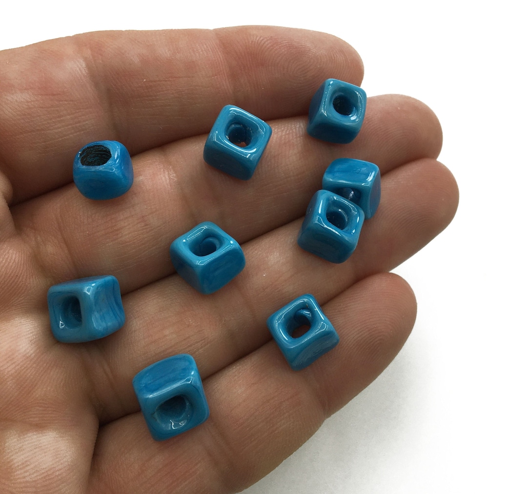 Handmade Square Glass Cube Beads, Blue Glass Cube Beads, Turkish Evil ...