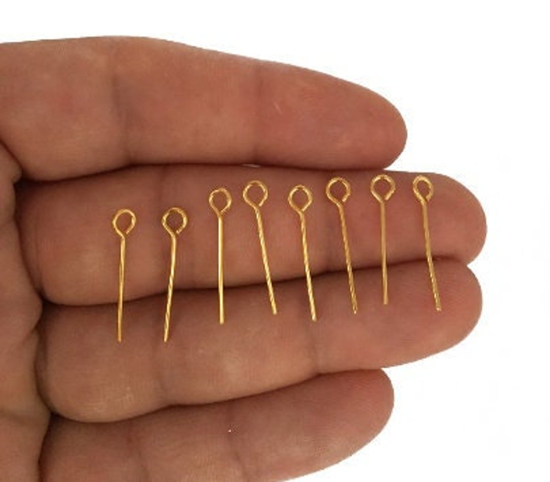 24K Gold Plated Eye Pins: Brass Jewelry Making Supplies (20mm, 25pcs ...