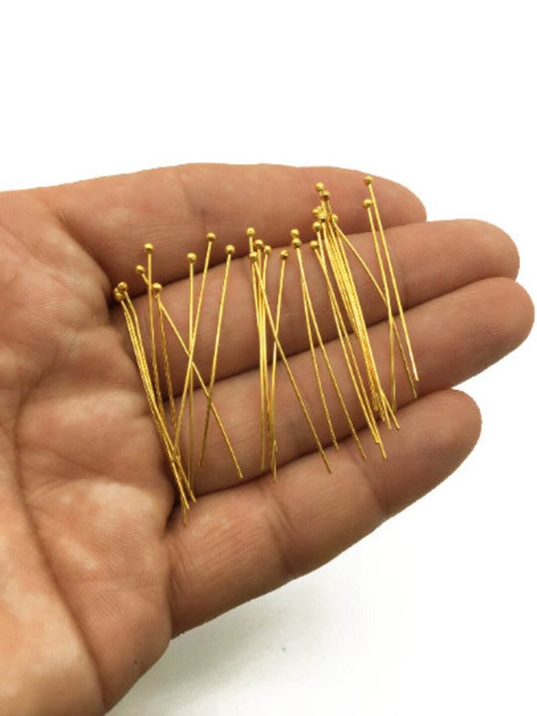 50 Pcs, 40mm 24 K Shiny Gold Plated Ball Head Pin, Ball Point Pins ...