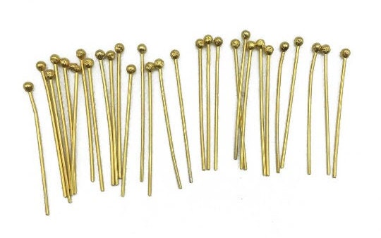 50 Pcs 25mm 24k Shiny Gold Plated Ball Head Pin Gold Plated - Etsy