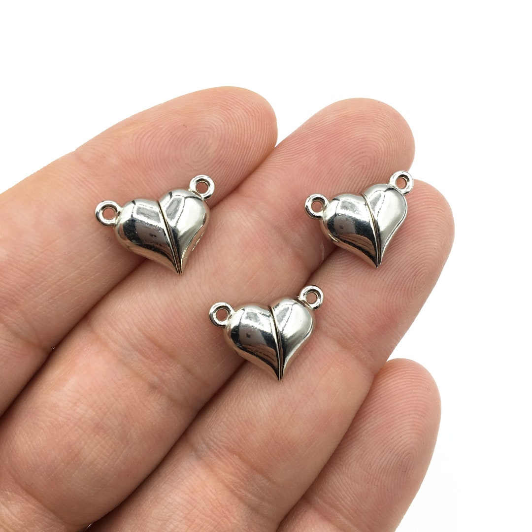 3 Set Rhodium Plated Heart Magnetic Clasps: 11x16mm Jewelry Findings - Etsy