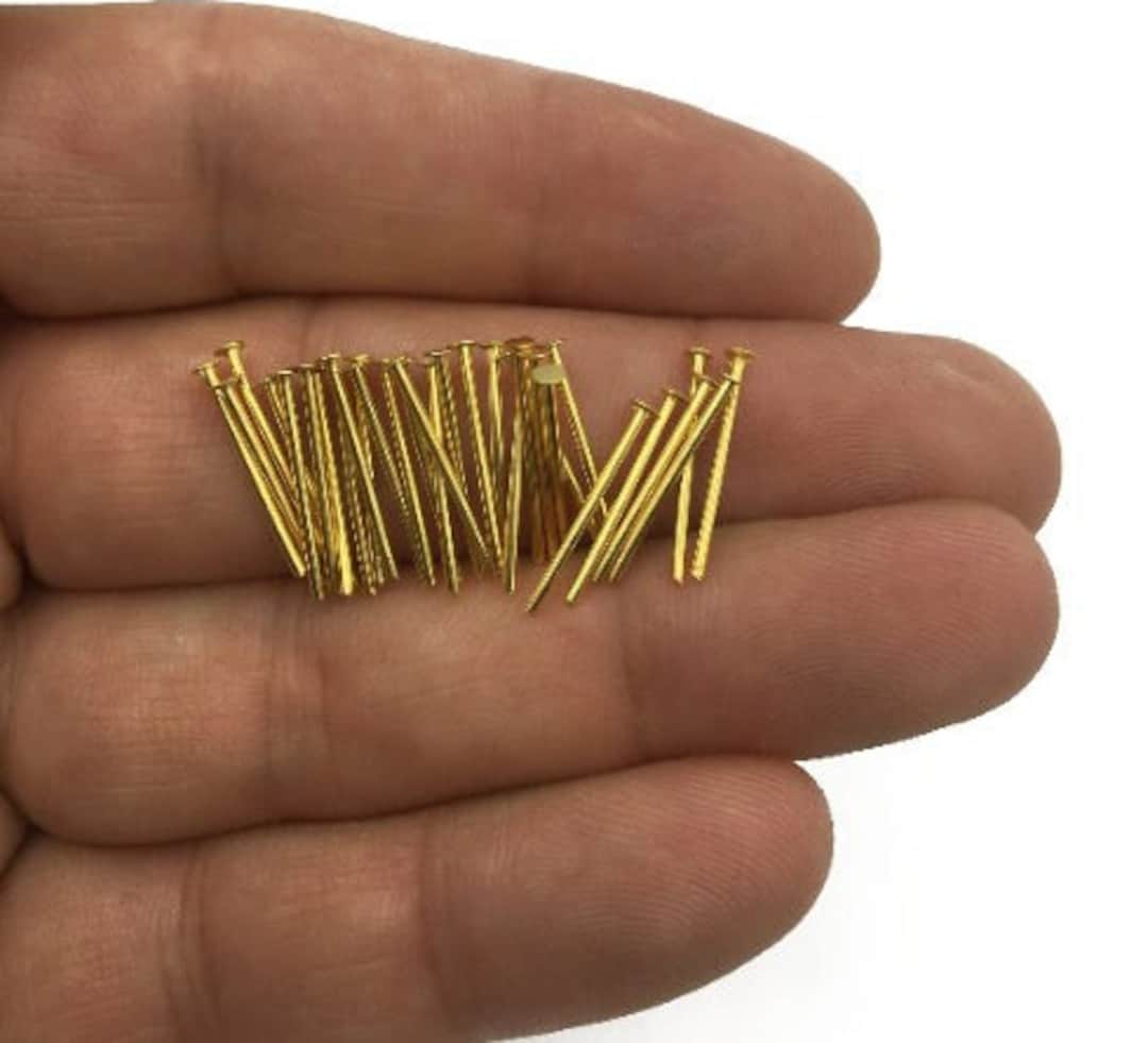 50 Pcs, 15mm Gold Plated Flat Head Pins, High Quality, Brass Eye Pins ...