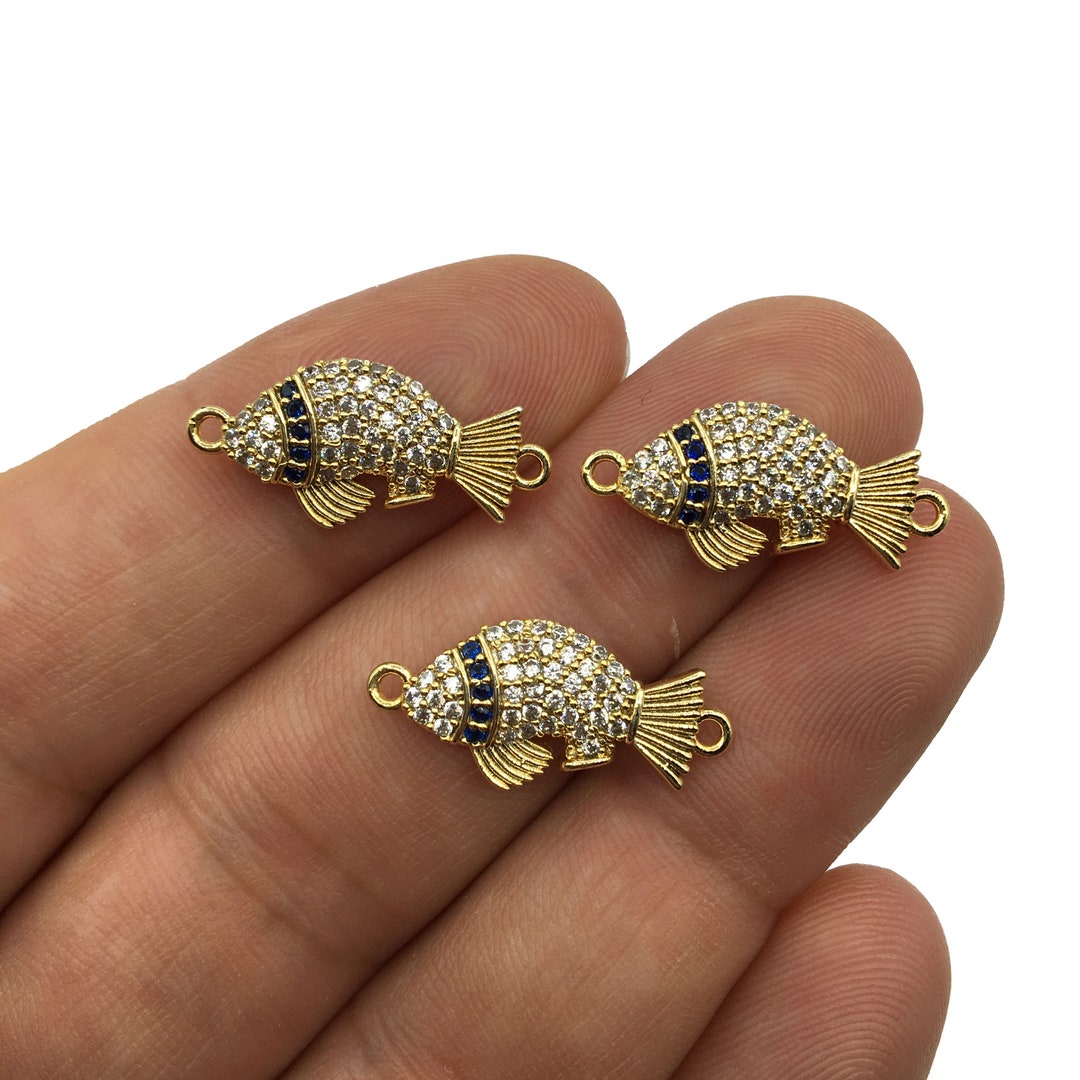 10x22mm 24k Gold Plated Micro Pave Fish Evil Eye Beads Pave - Etsy