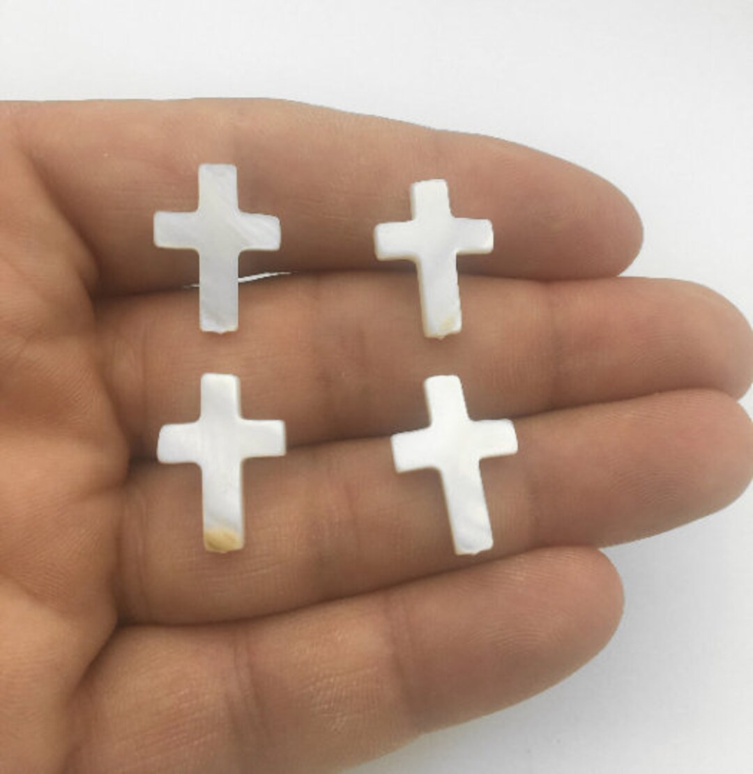 Mother of Pearl Cross Beads: Smooth Shell Charms (13x18mm) - Etsy