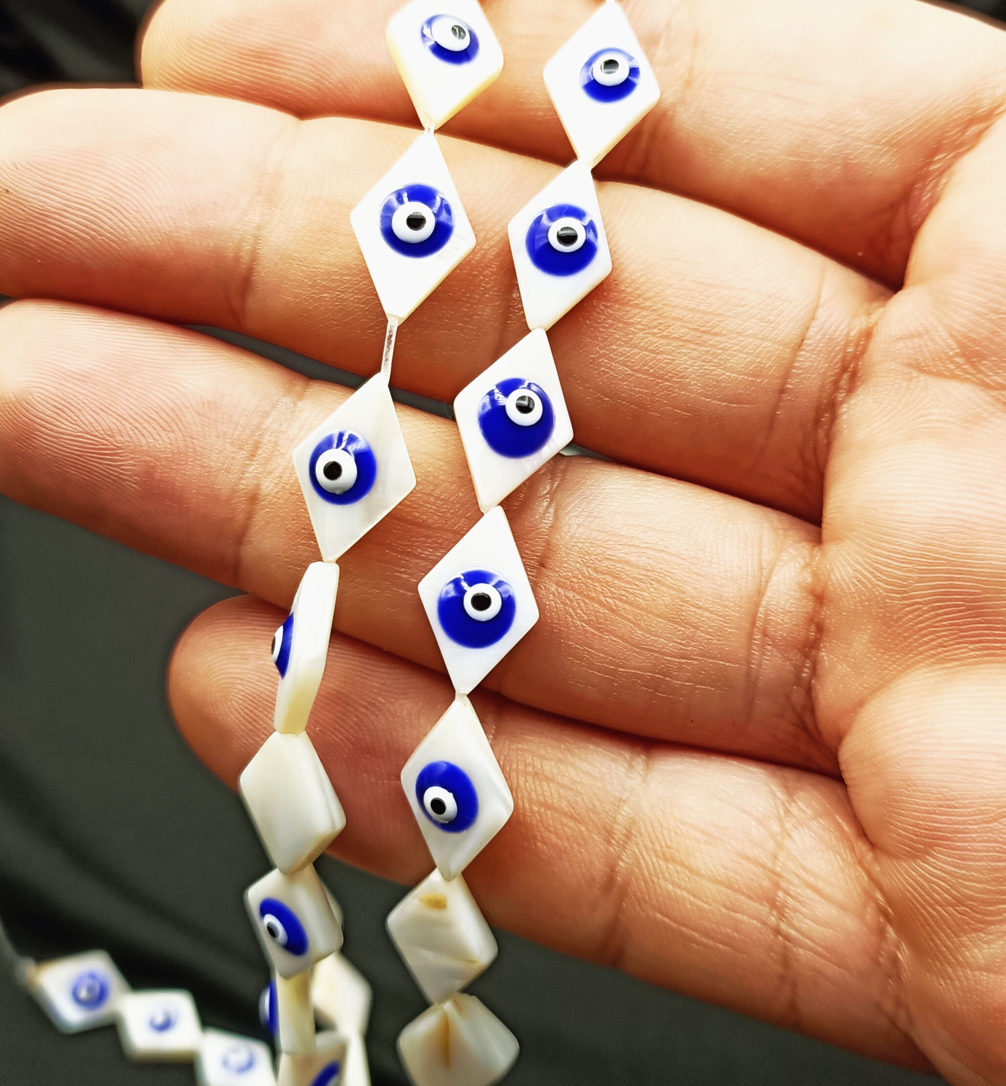 Mother of Pearl Evil Eye Rectangle Beads Mop Evil Eye - Etsy