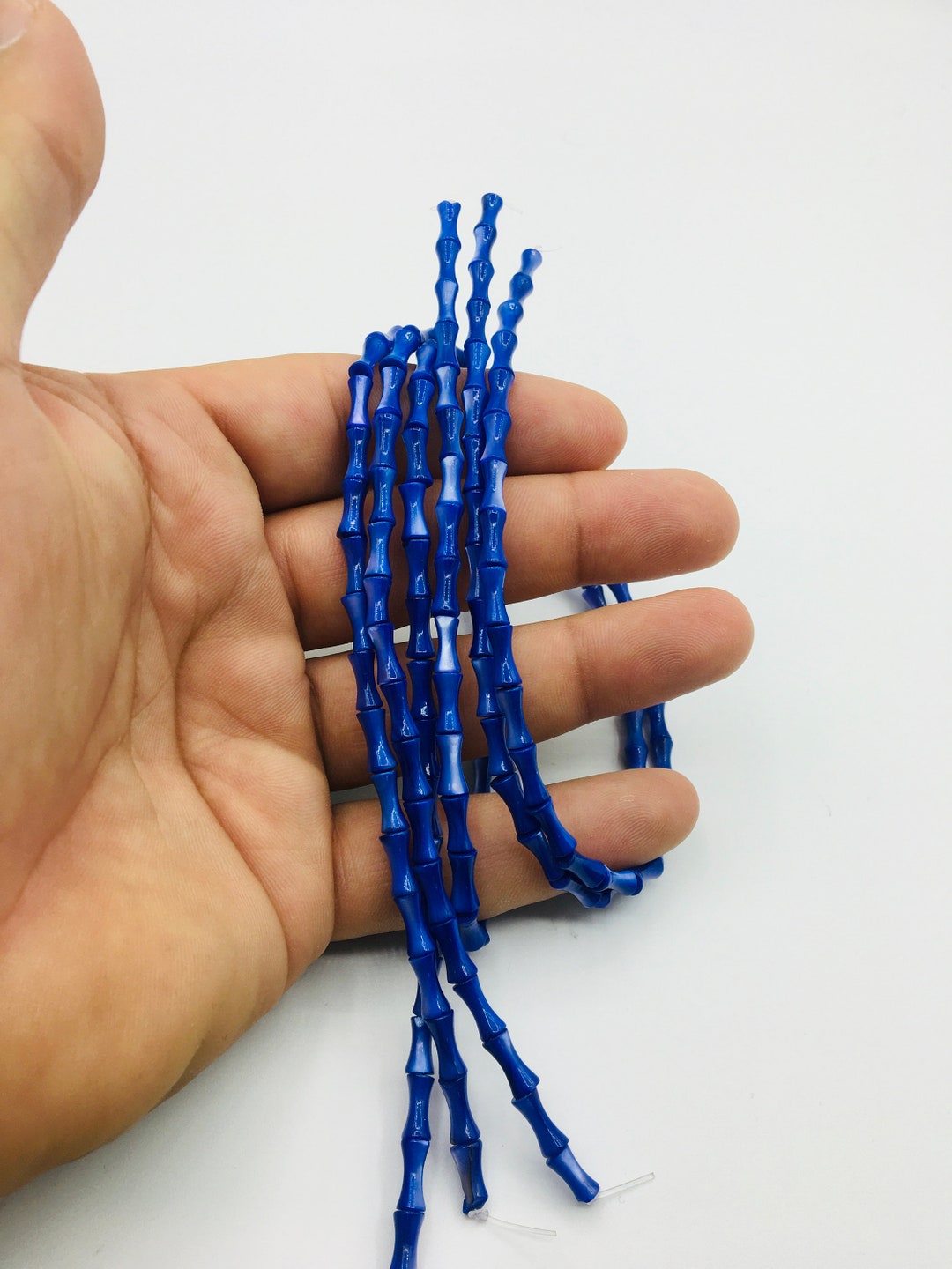 Navy Blue Mother of Pearl Tube Beads - Bone Shaped, Top Drilled (4x8mm ...
