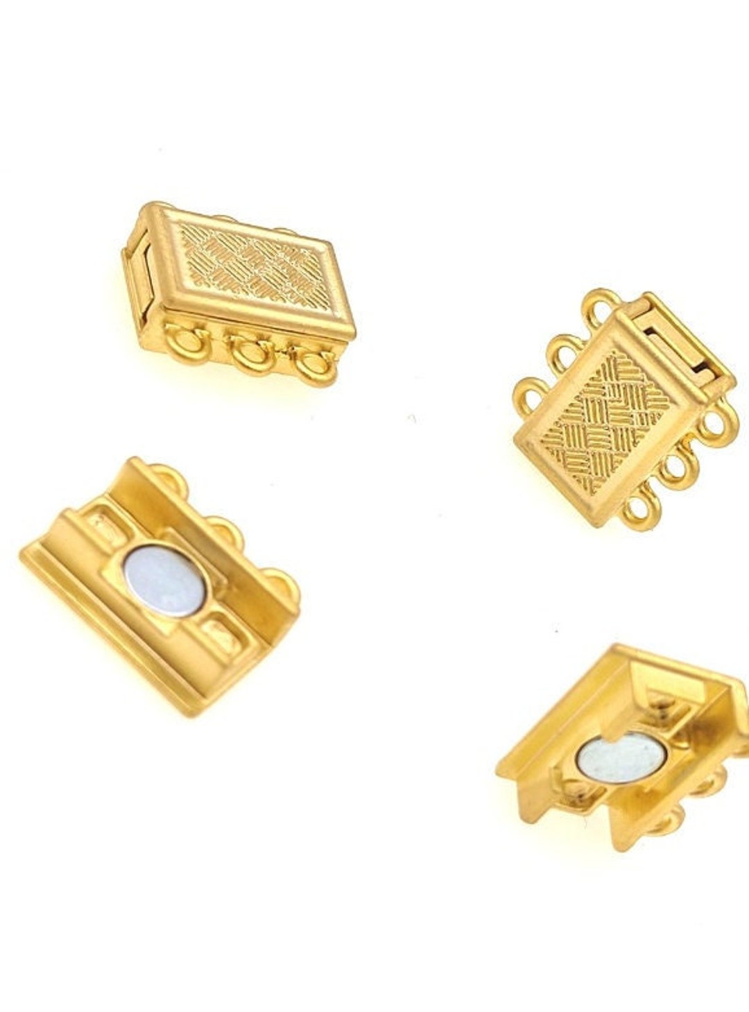 Gold Plated 3-hole Magnetic Clasp: Multi Strand Bracelet Jewelry Making ...