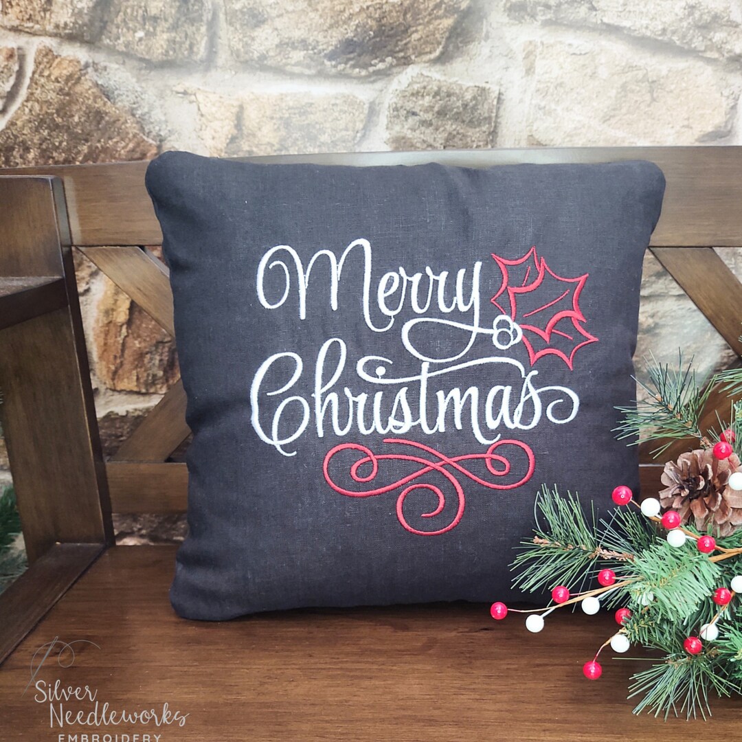 Merry Christmas Pillow Cover, Holiday Party Hostess Gift, Fireplace ...