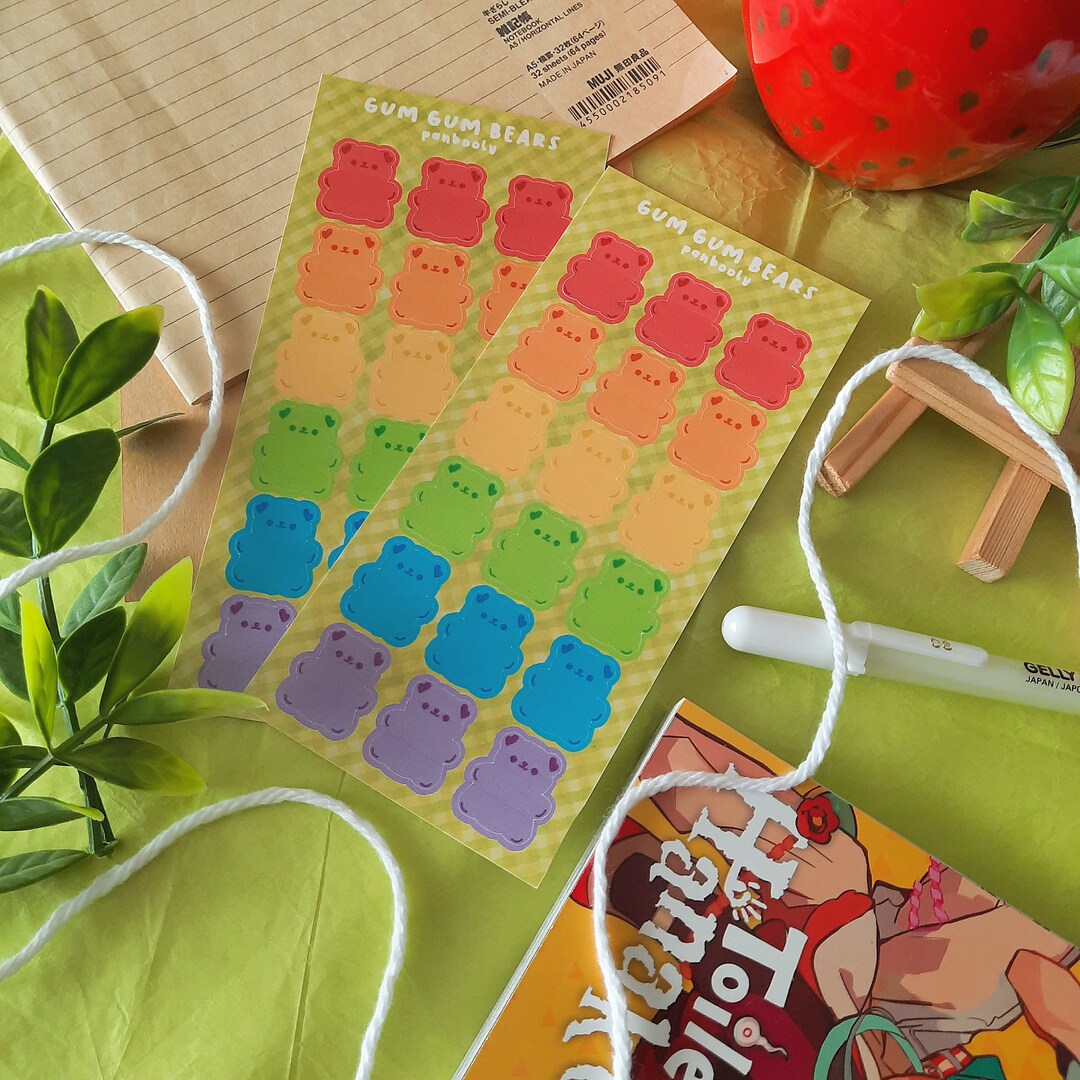 Rainbow Gummy Bear Sticker Sheet - Etsy
