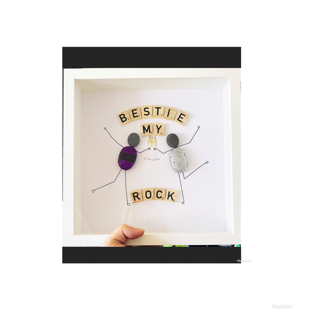 Best Friend, Bestie Frame Pebble Art ‘bestie My Rock’ Pebble, Stone ...
