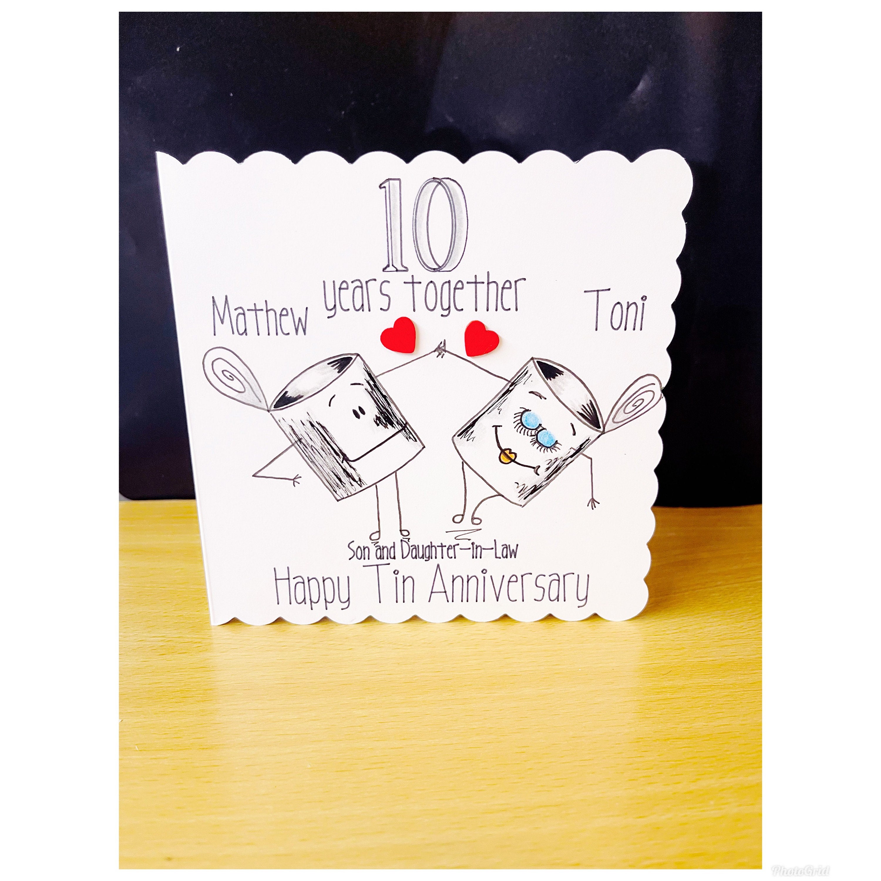 10th Year Anniversary Tin Years 10 Years Married Son and - Etsy UK