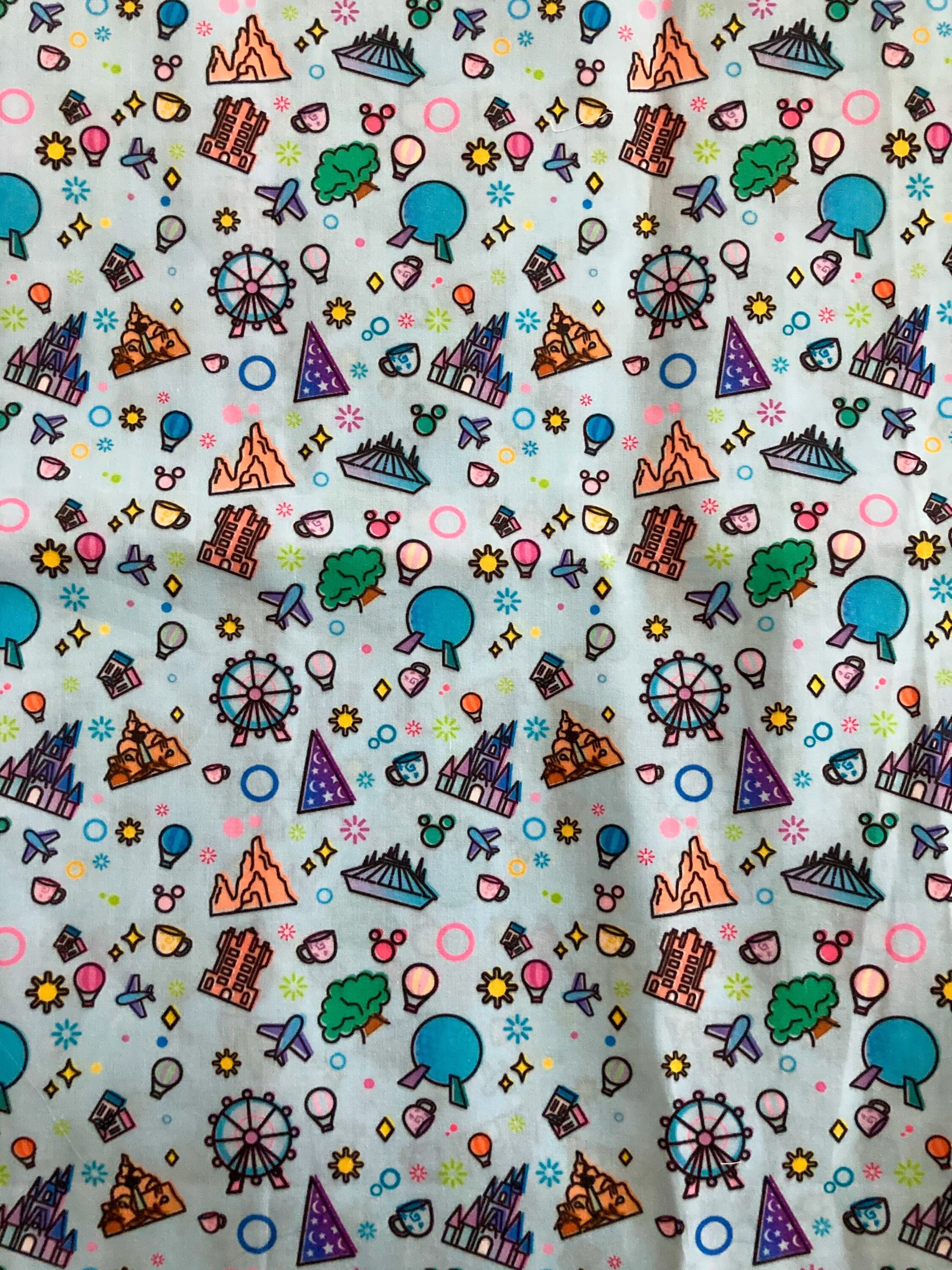 Blue Disney Rides and Symbols Scrunchie Disney Scrunchie | Etsy