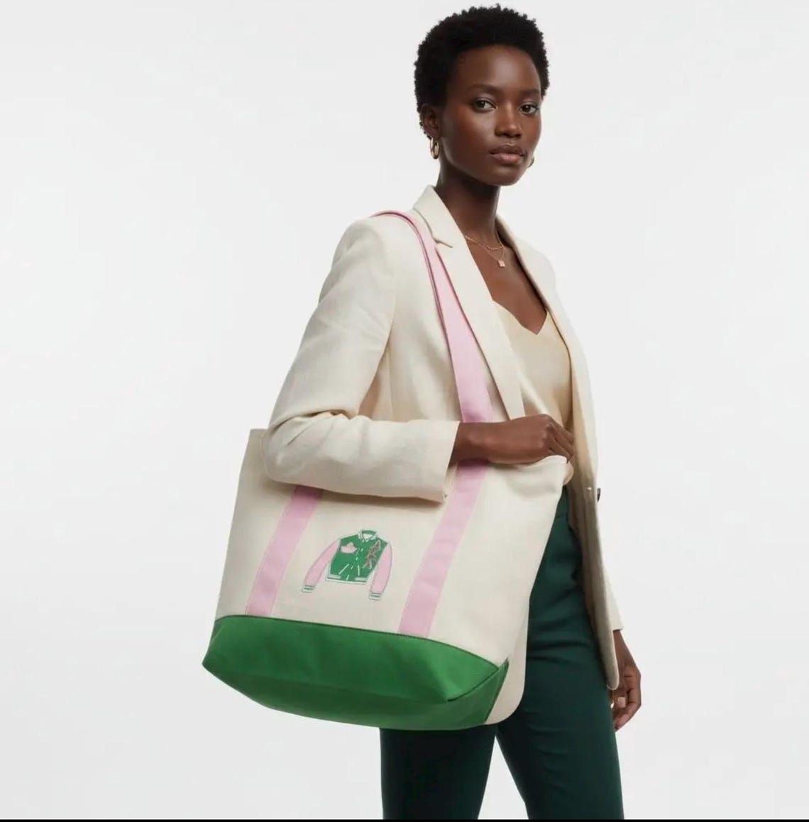 AKA Sorority Pink & Green Large Canvas Tote Bag 20x6.25x14” - Etsy