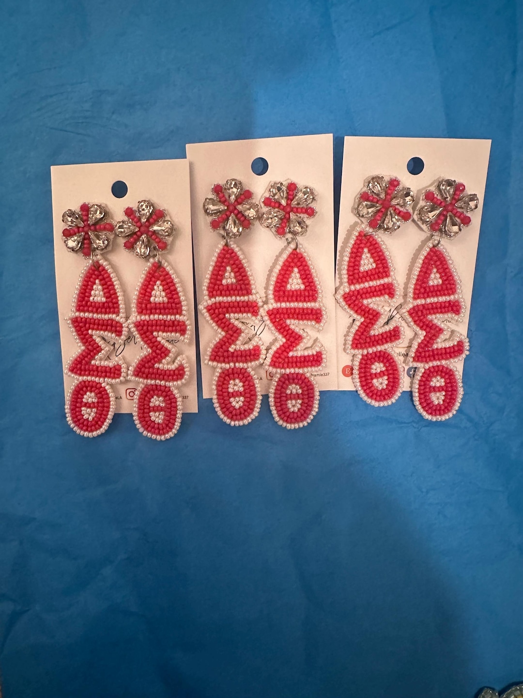 Delta Sigma Theta Beaded Earrings (pierced Ears) - Etsy