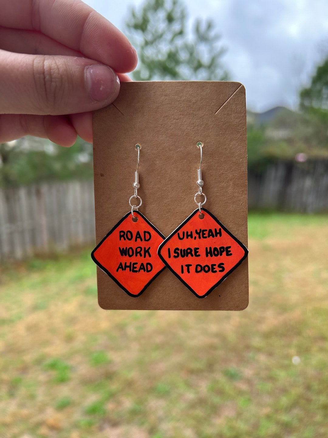 Roadwork Sign Earrings - Etsy UK