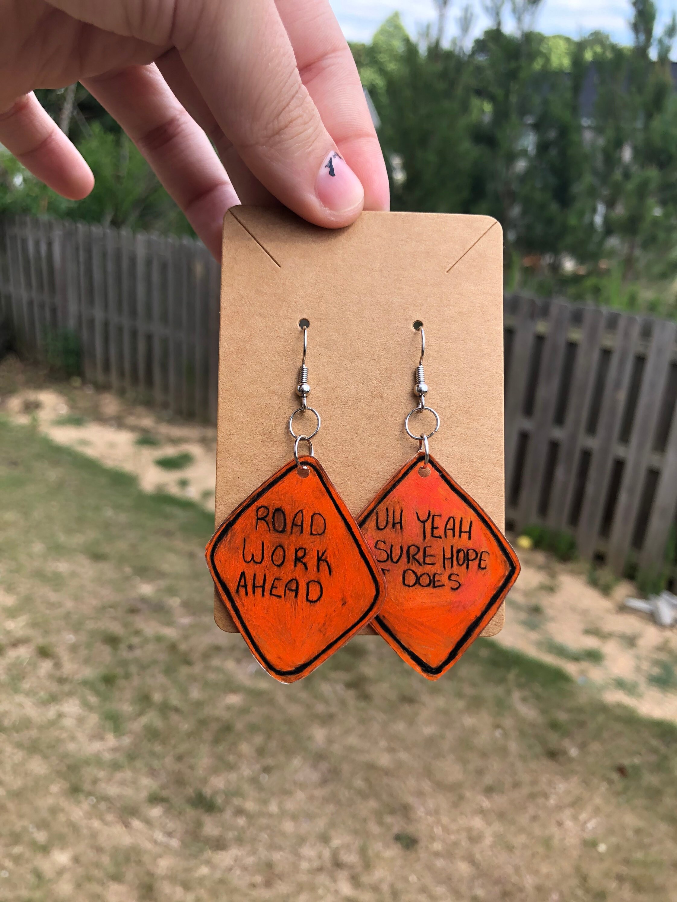 Roadwork Sign Earrings - Etsy