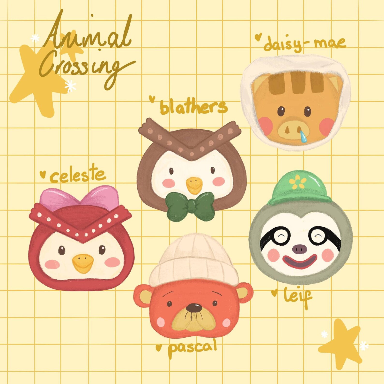 Animal Crossing Sticker Pack Glossy Vinyl Pascal Celeste Daisy Mae Leif ...