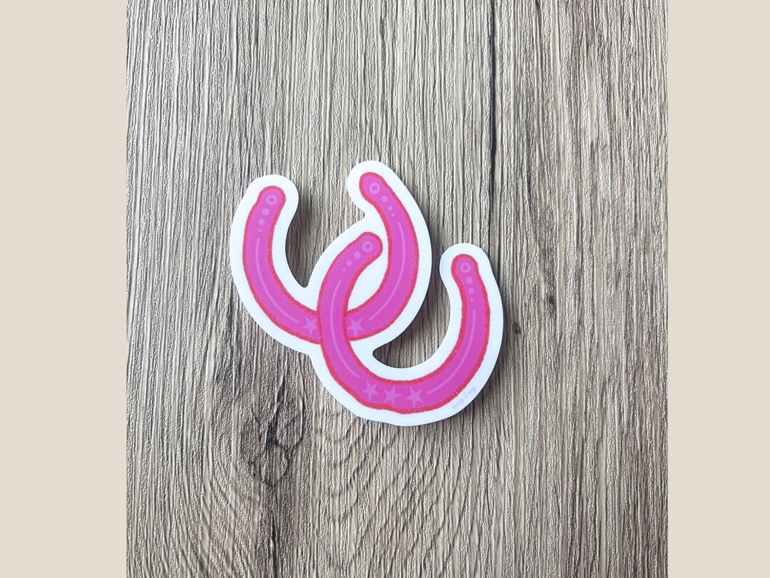 Pink Horseshoe Sticker - Cute Cowgirl Vinyl Decal - Western Lucky ...